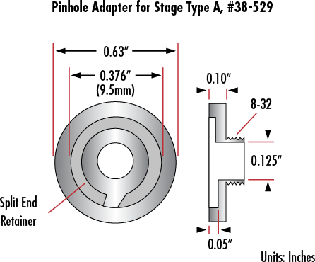 Pinhole Adapter Accessory for 9.5mm Diameter Pinholes (A)